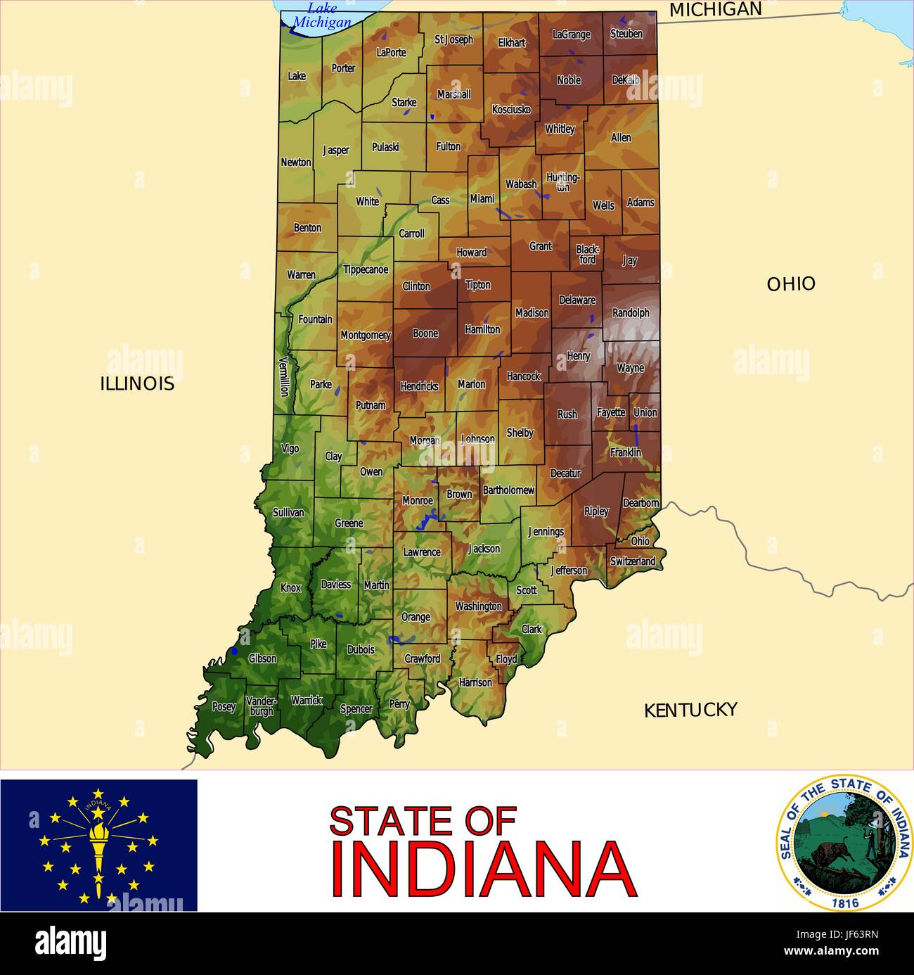 State counties emblem map hi-res stock photography and images - Alamy