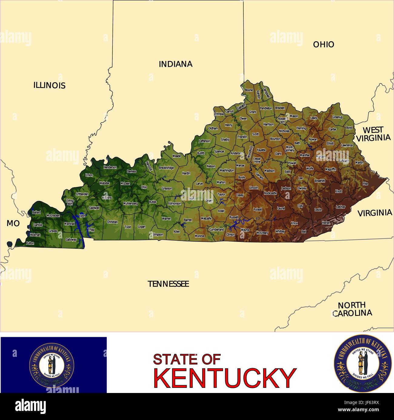 State counties emblem map hi-res stock photography and images - Alamy