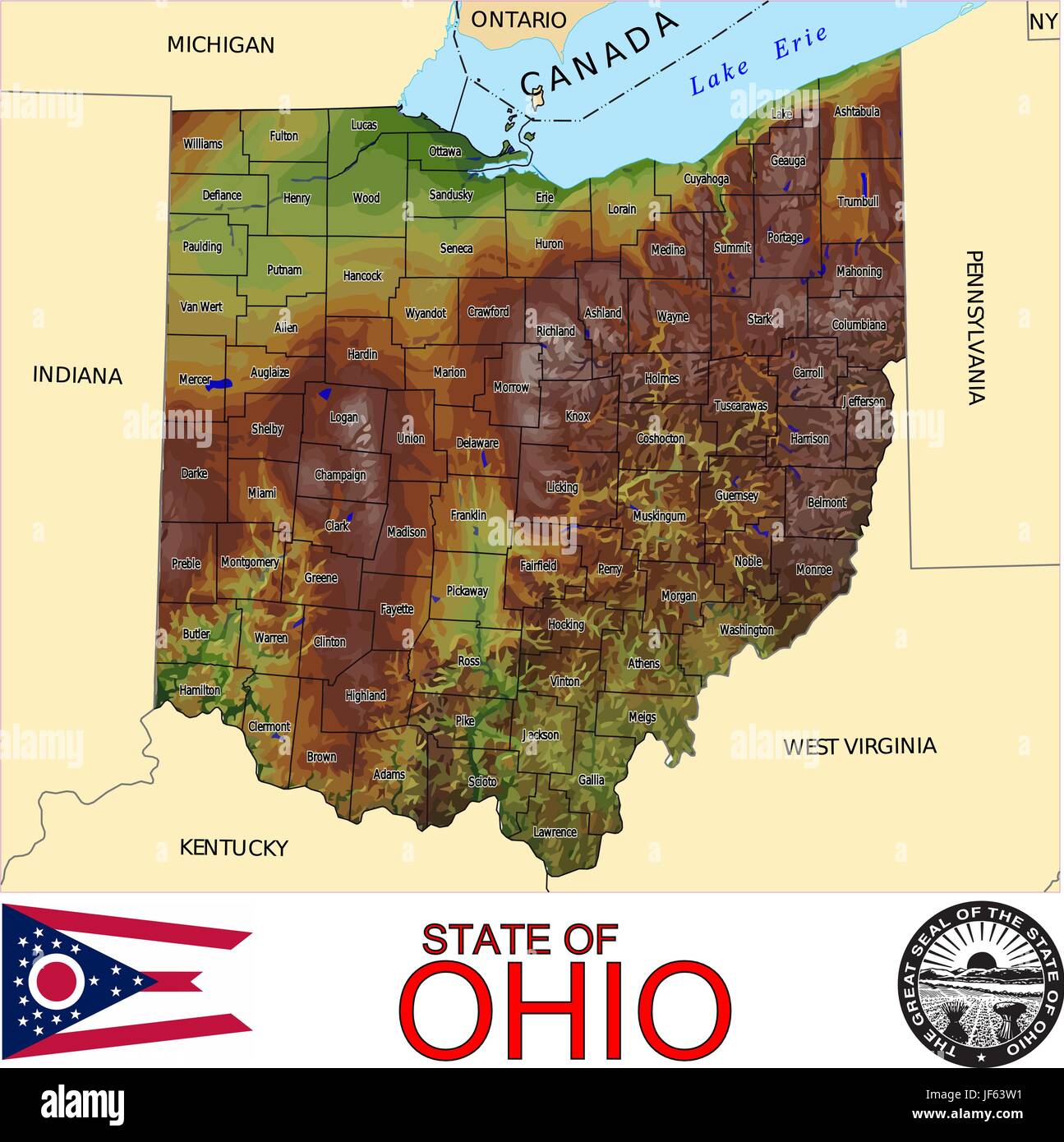 Missouri state counties map flag coat hi-res stock photography and ...