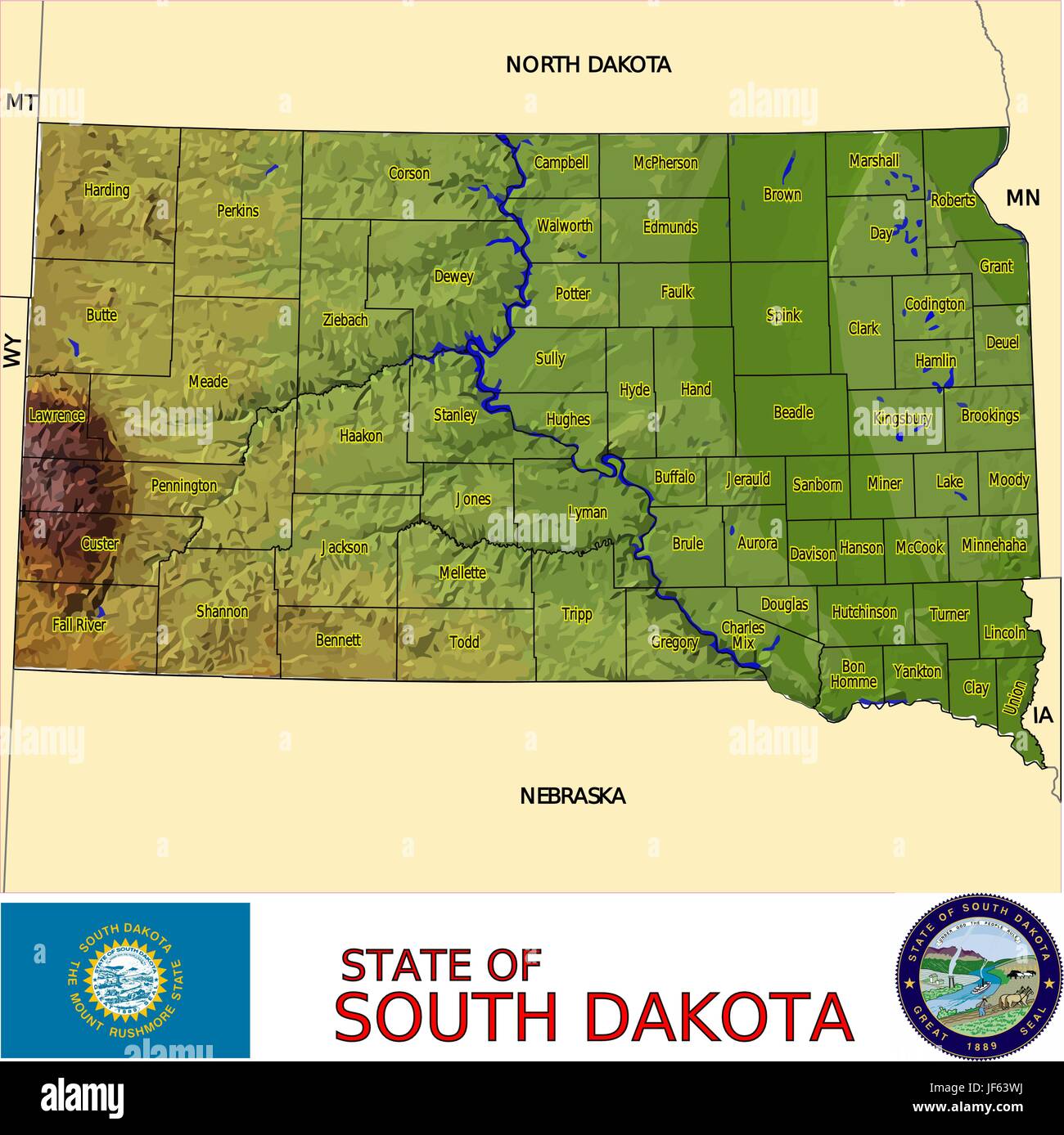 Nevada state counties map flag coat hi-res stock photography and images ...