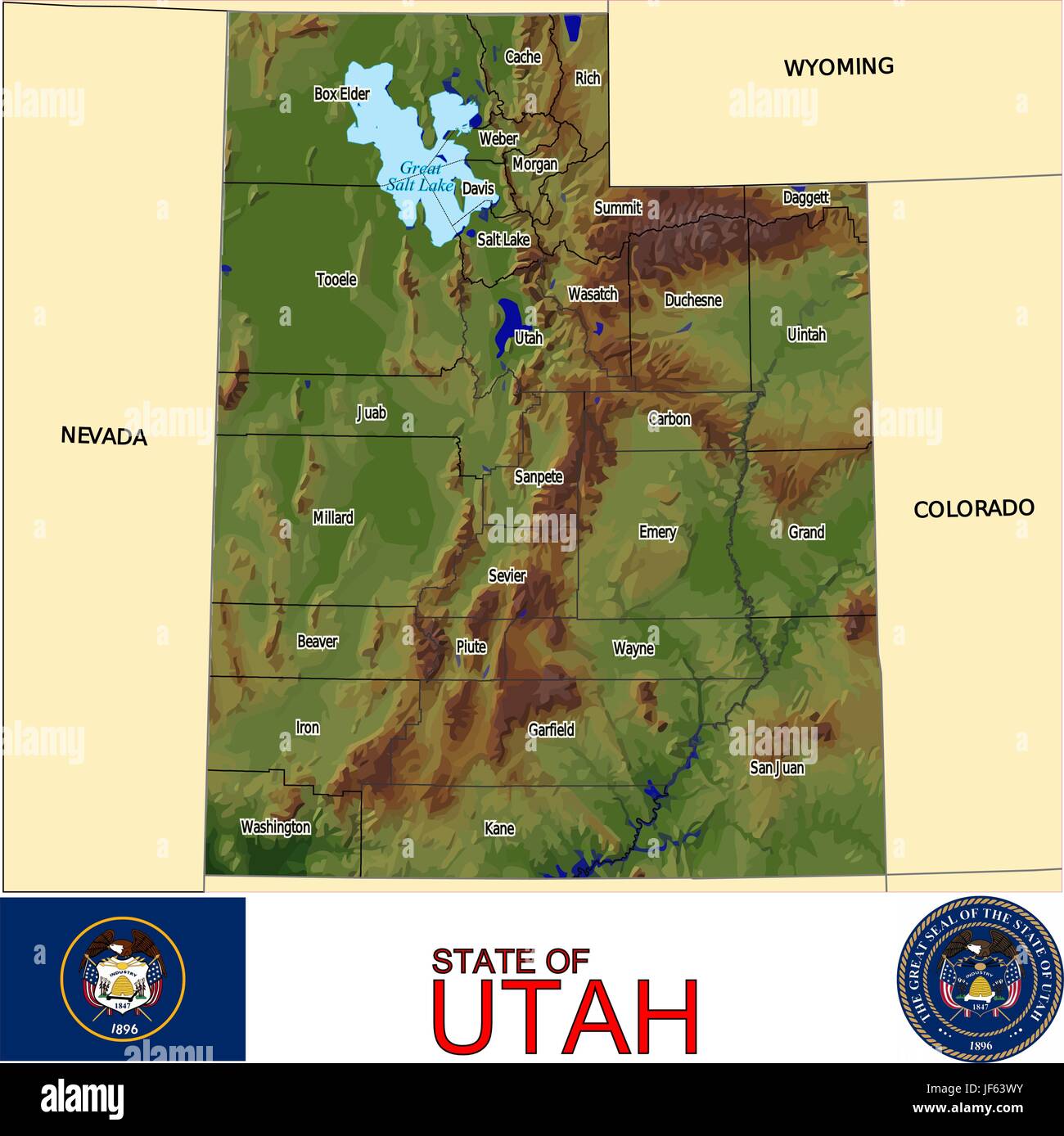 Nevada state counties map flag coat hi-res stock photography and images ...