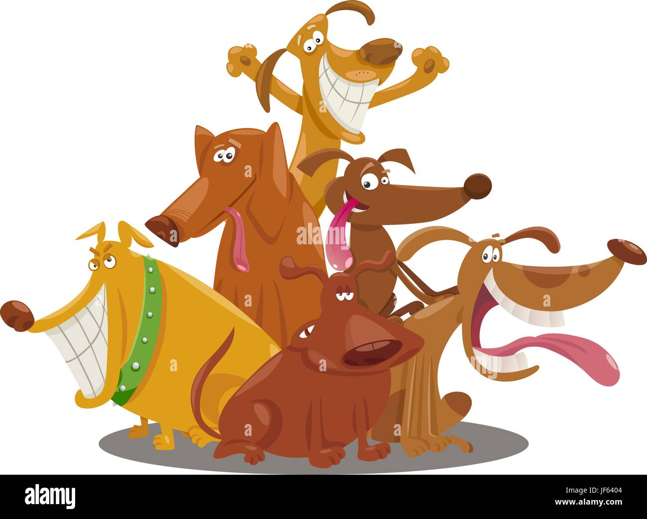 pet, playful, dogs, illustration, collection, set, cartoon, group ...