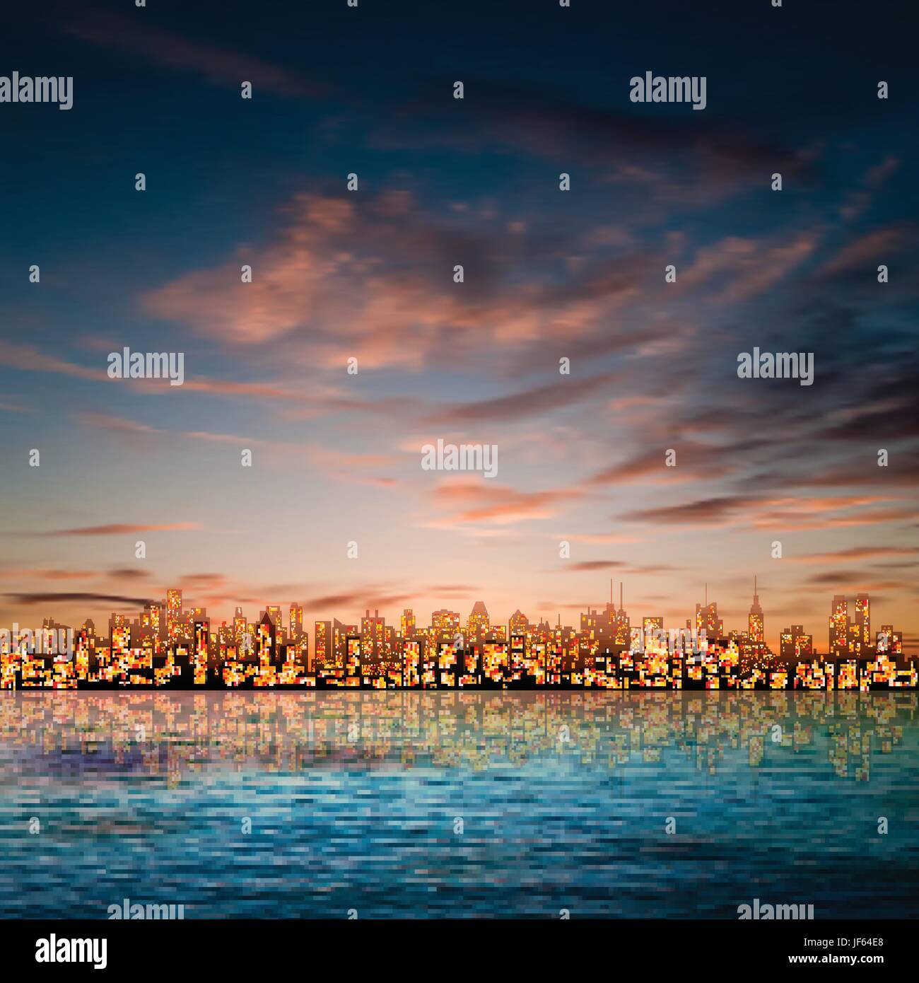 city, town, moonlight, sight, view, outlook, perspective, vista ...