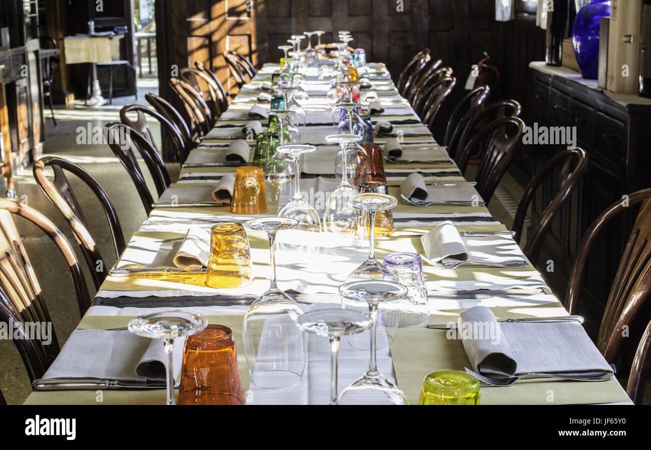 Table in an Italian restaurant Stock Photo - Alamy