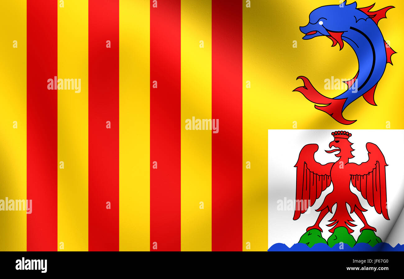 3D Flag of the Provence-Alpes-Cote d'Azur Stock Photo - Alamy