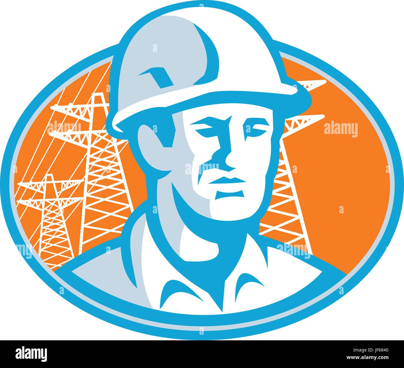 Electricity pylon worker Stock Vector Images - Alamy