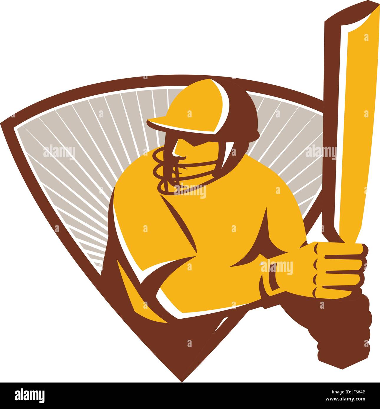 illustration, player, retro, batsman, vector, batting, cricket, sport ...