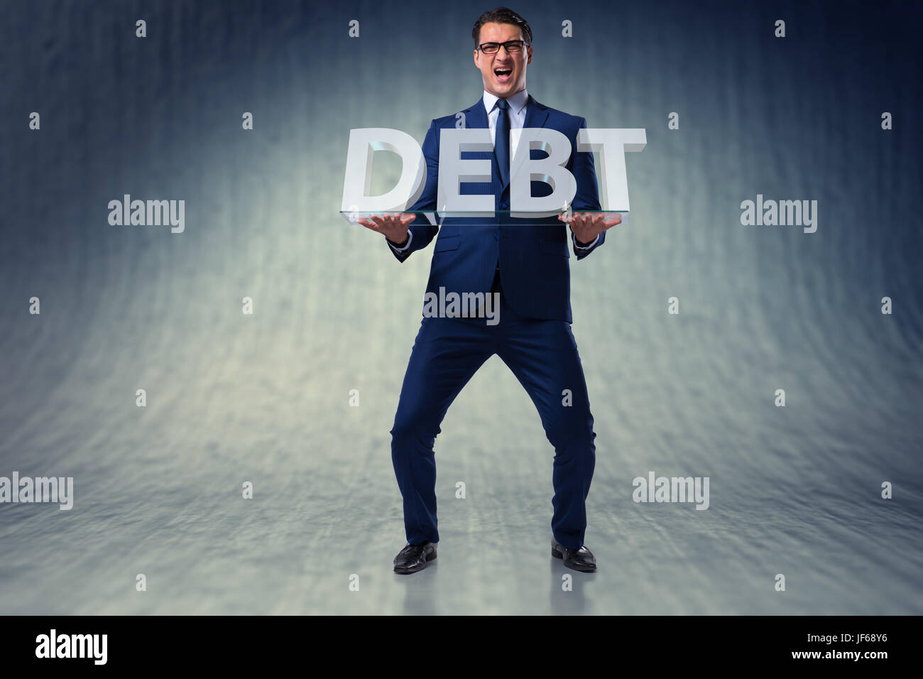 Man struggling with high debt Stock Photo - Alamy
