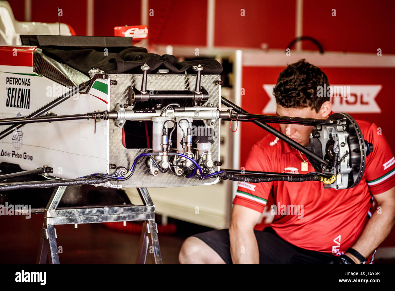 Italian Formula 4 championship, Prema Power Team car in pit workshop ...