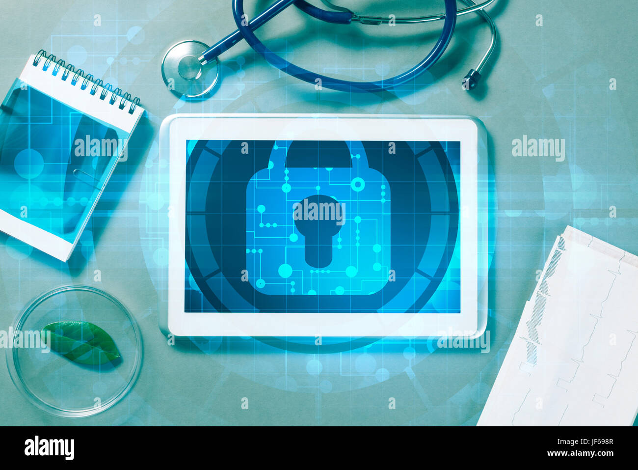 White tablet pc and access security concept on media screen Stock Photo ...