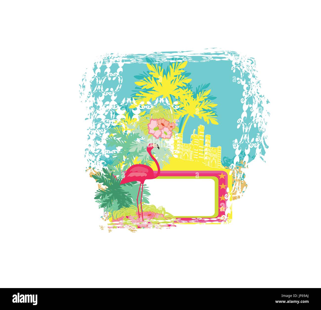 abstract card with flamingo and nature Stock Vector Image & Art - Alamy