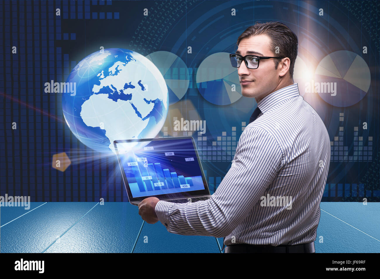 Businessman in futuristic computing concept Stock Photo - Alamy