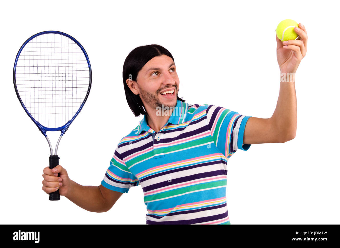 Man playing tennis isolated on white Stock Photo - Alamy