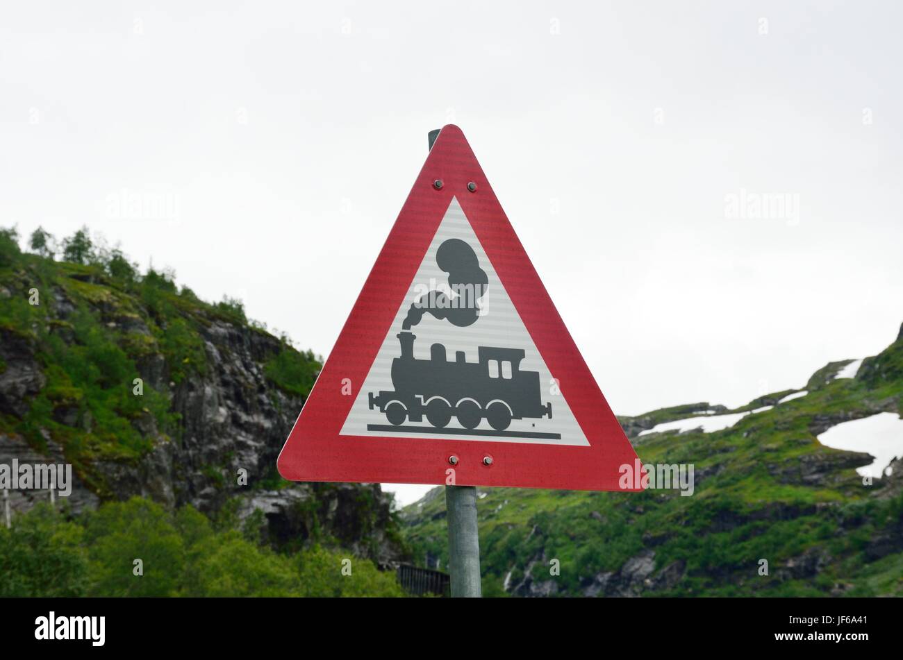 Warning Sign for railway Stock Photo - Alamy