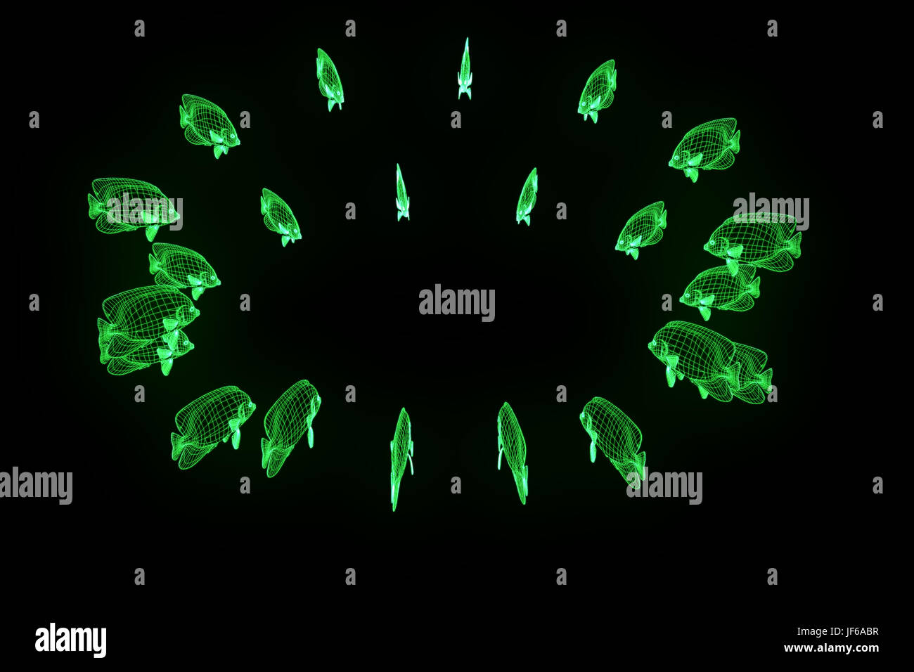 Fish in Hologram Wireframe Style. Nice 3D Rendering Stock Photo - Alamy