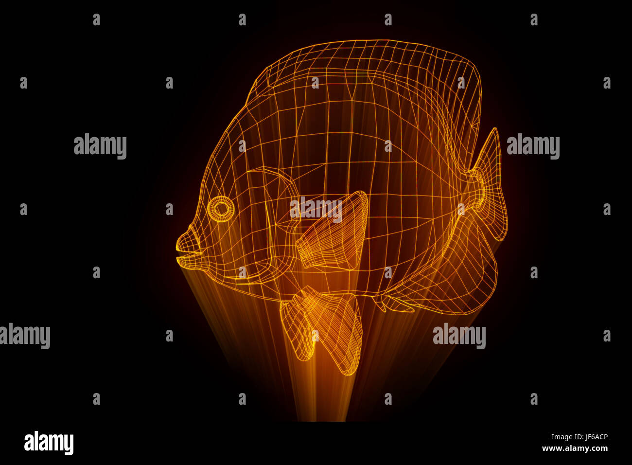 Fish in Hologram Wireframe Style. Nice 3D Rendering Stock Photo - Alamy