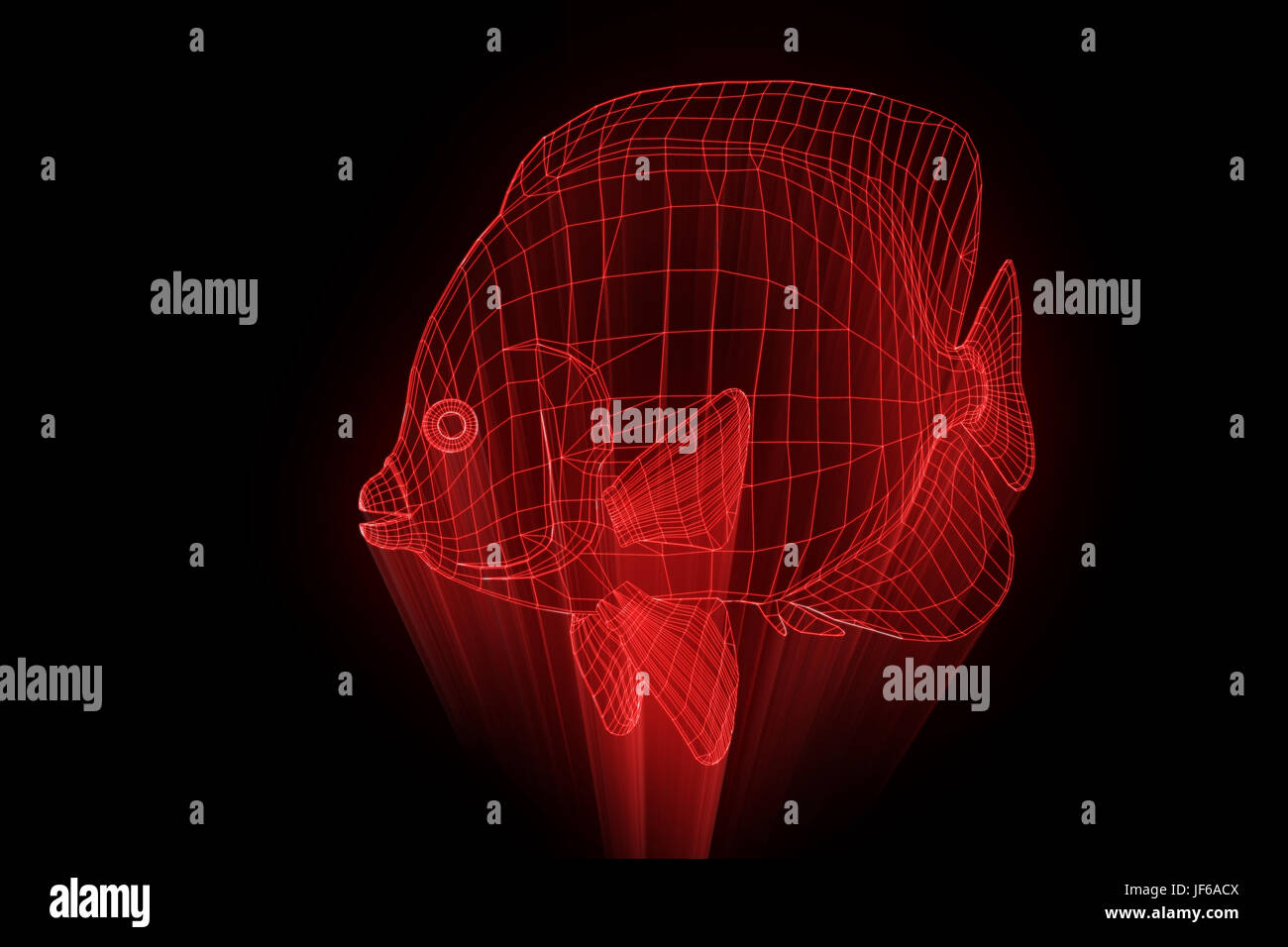 Fish in Hologram Wireframe Style. Nice 3D Rendering Stock Photo - Alamy