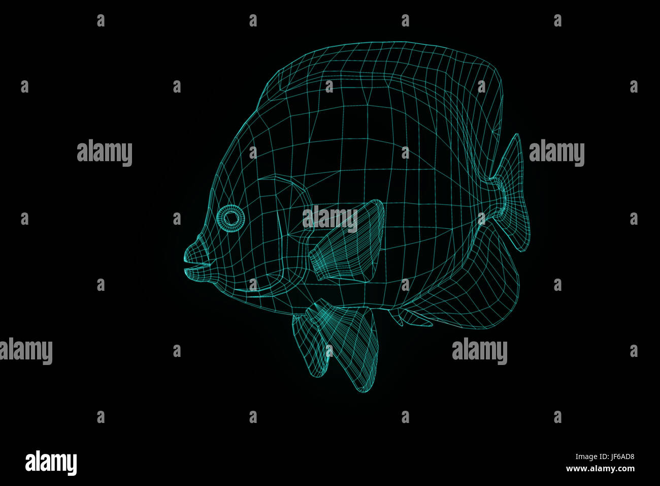 Fish in Hologram Wireframe Style. Nice 3D Rendering Stock Photo - Alamy