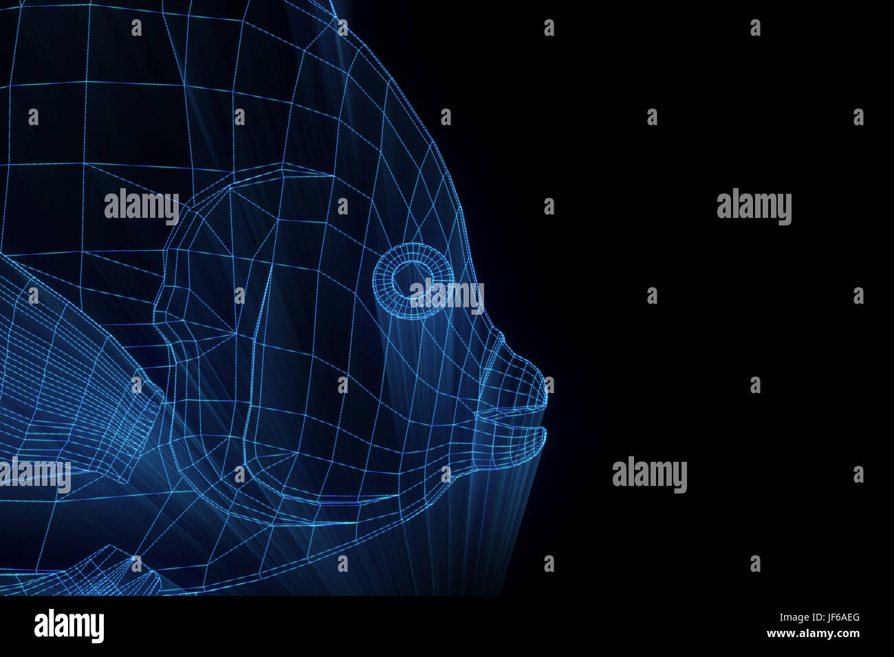 Fish in Hologram Wireframe Style. Nice 3D Rendering Stock Photo - Alamy