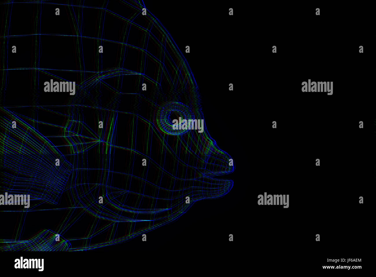 Fish in Hologram Wireframe Style. Nice 3D Rendering Stock Photo - Alamy