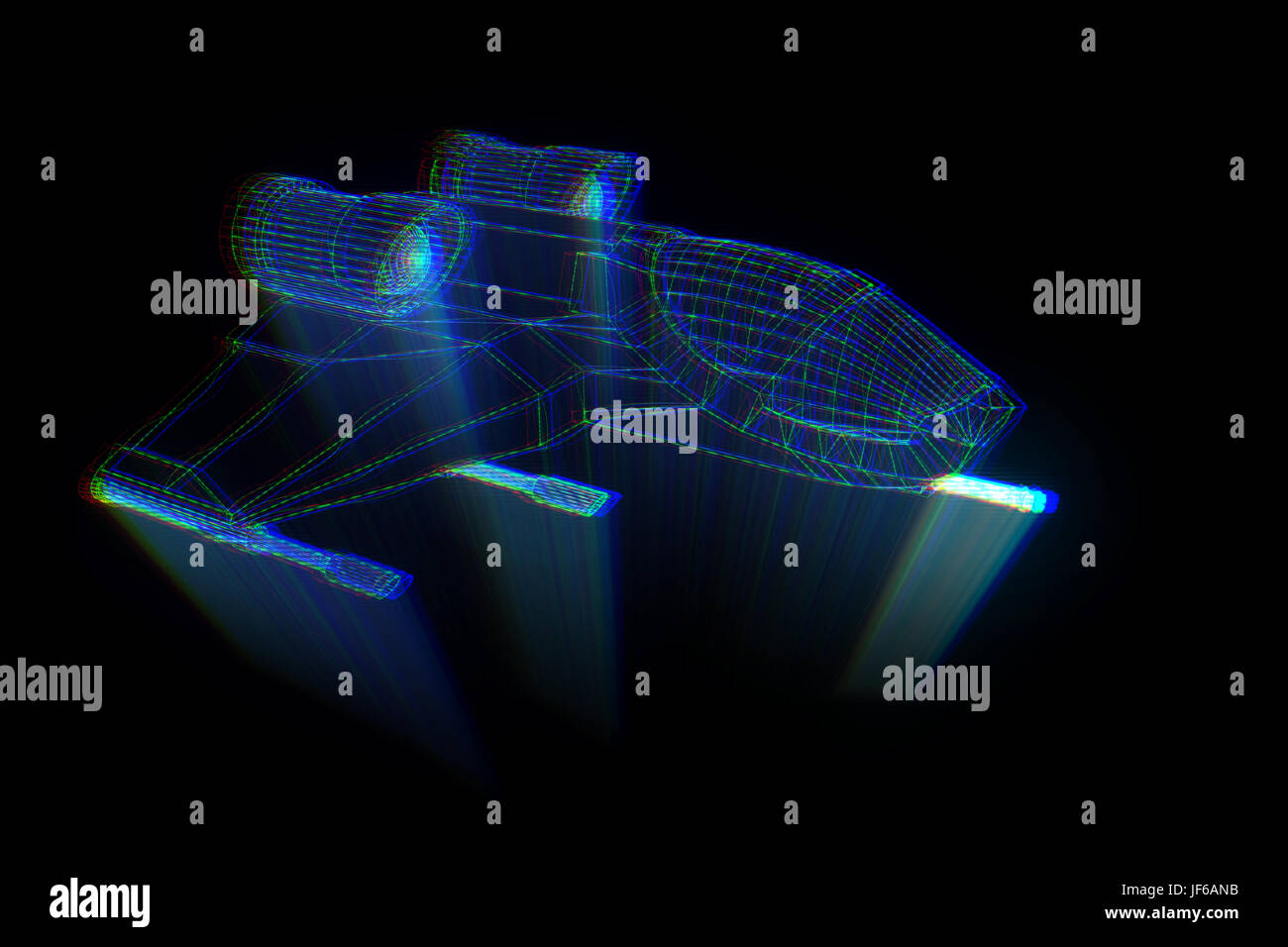 Futuristic Spaceship in Hologram Wireframe Style. Nice 3D Rendering ...
