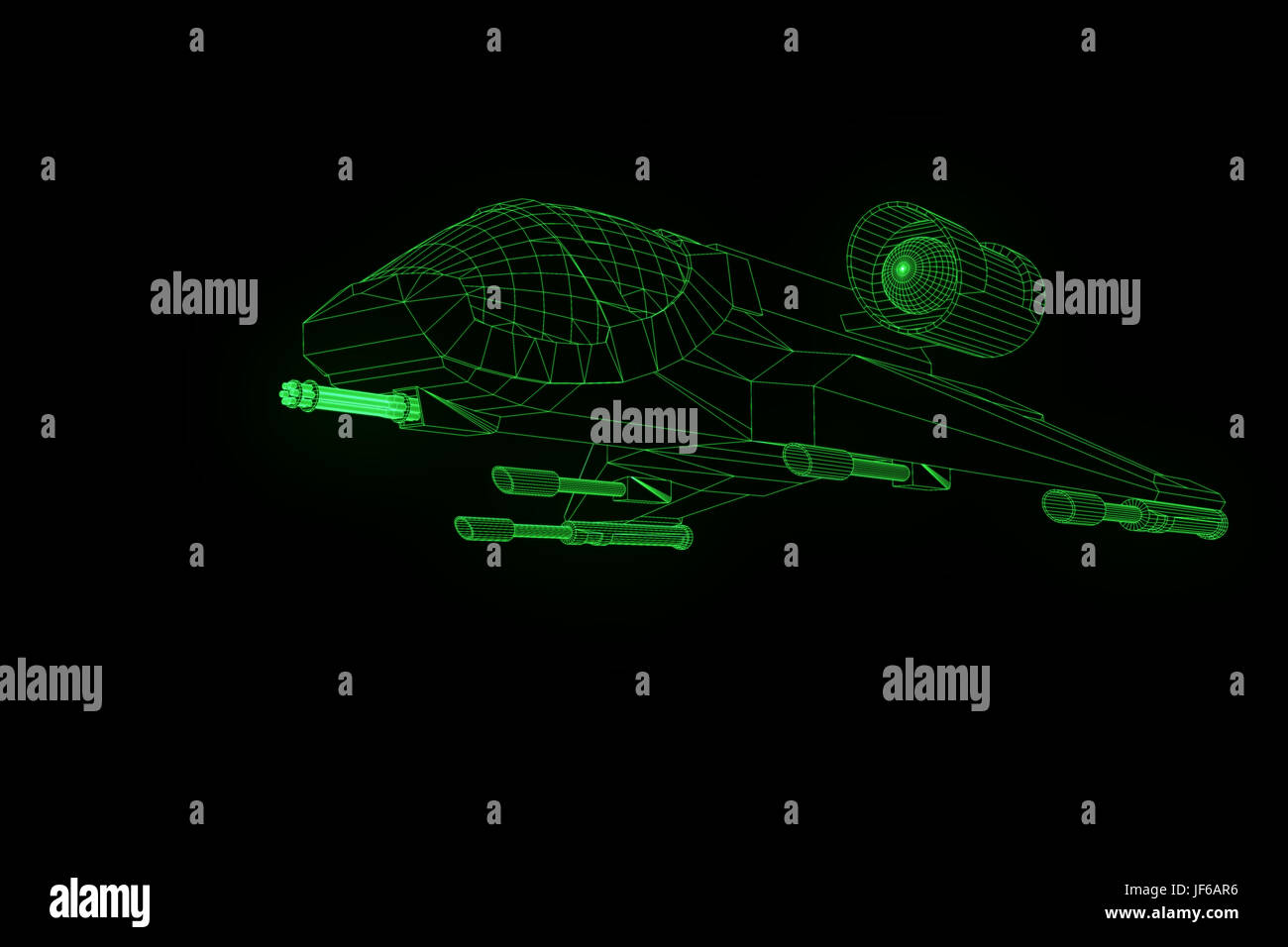 Futuristic Spaceship in Hologram Wireframe Style. Nice 3D Rendering ...
