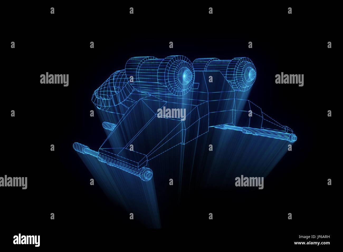 Futuristic Spaceship in Hologram Wireframe Style. Nice 3D Rendering ...