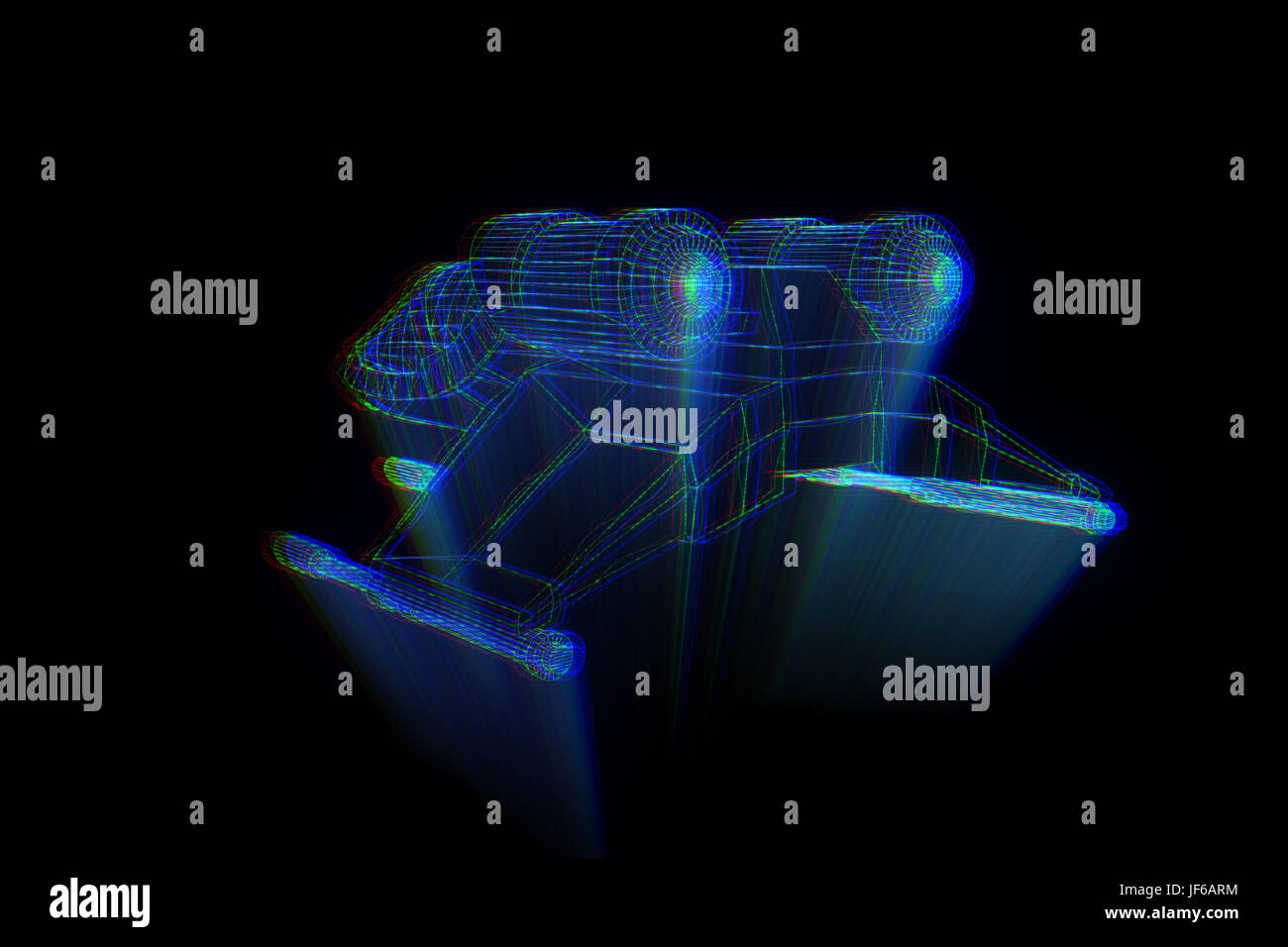 Futuristic Spaceship in Hologram Wireframe Style. Nice 3D Rendering ...