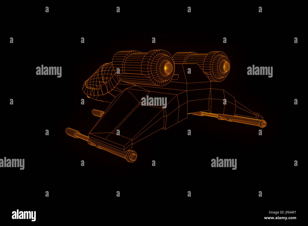 Futuristic Spaceship in Hologram Wireframe Style. Nice 3D Rendering ...