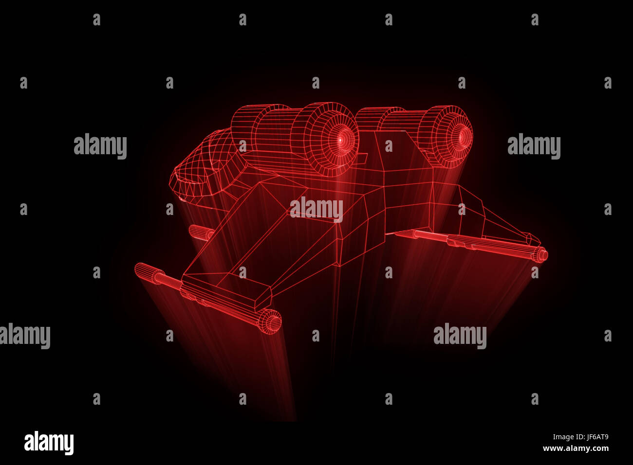 Futuristic Spaceship in Hologram Wireframe Style. Nice 3D Rendering ...