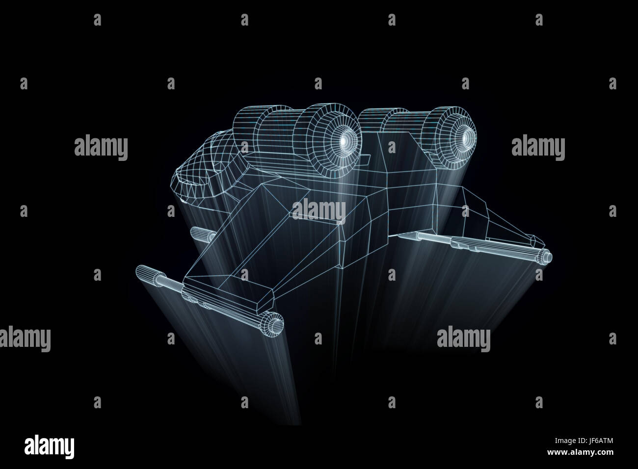 Futuristic Spaceship in Hologram Wireframe Style. Nice 3D Rendering ...