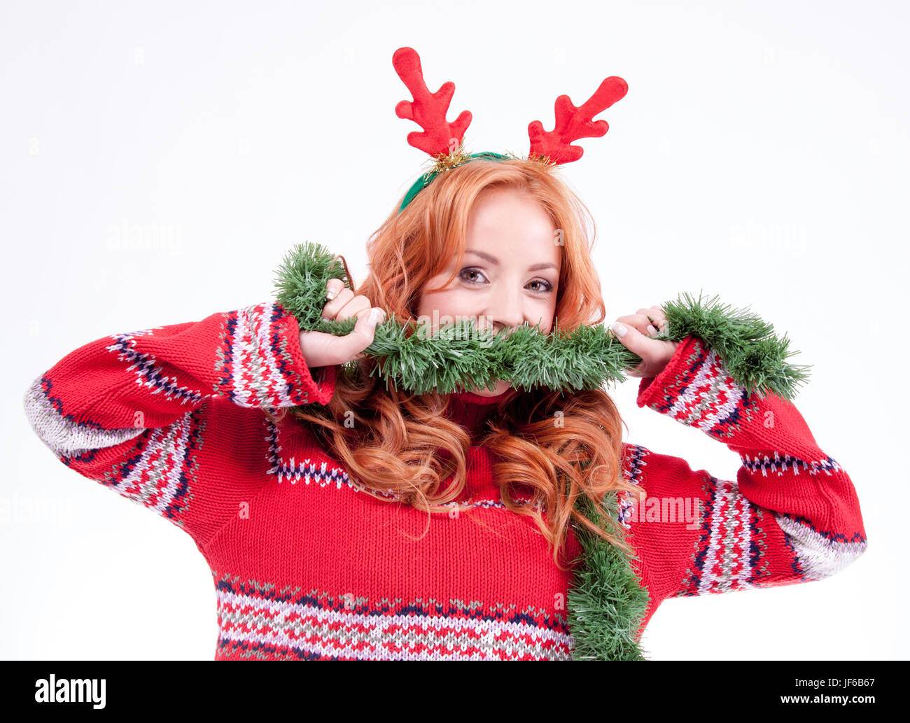 Beautiful woman with horns Stock Photo - Alamy