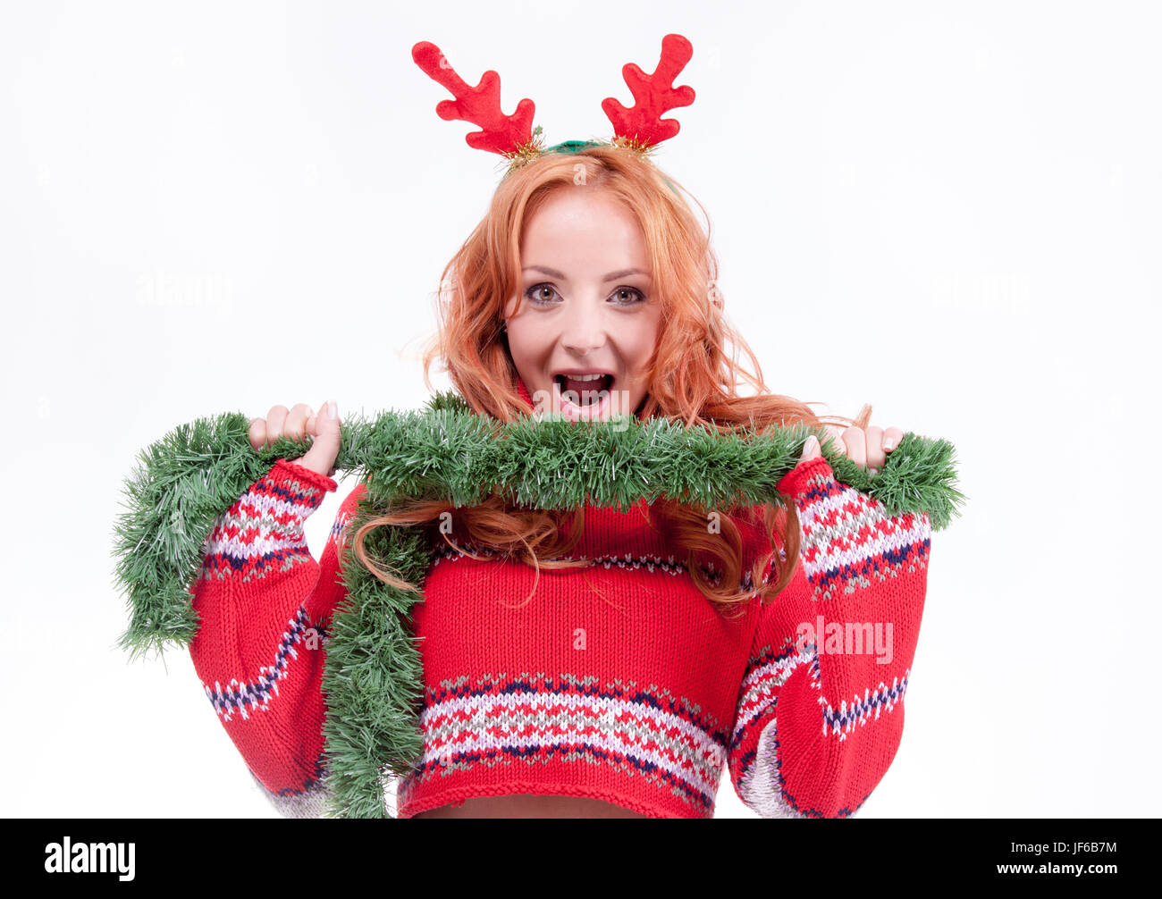 Beautiful woman with horns Stock Photo - Alamy