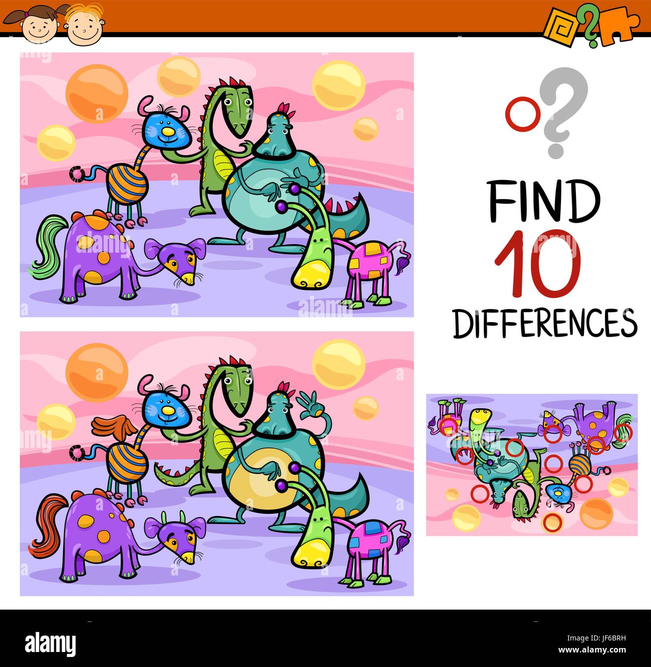 education, fantasy, illustration, puzzle, find, cartoon, differences, spot Stock Vector Image ...