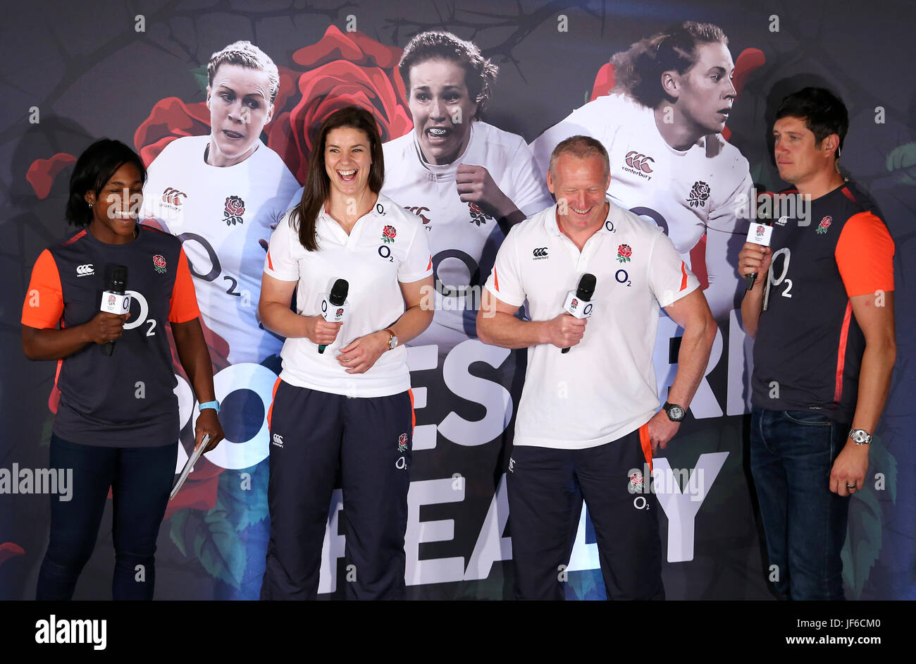 Left to right, Maggie Alphonsi, Sarah Hunter, Simon Middleton and ...