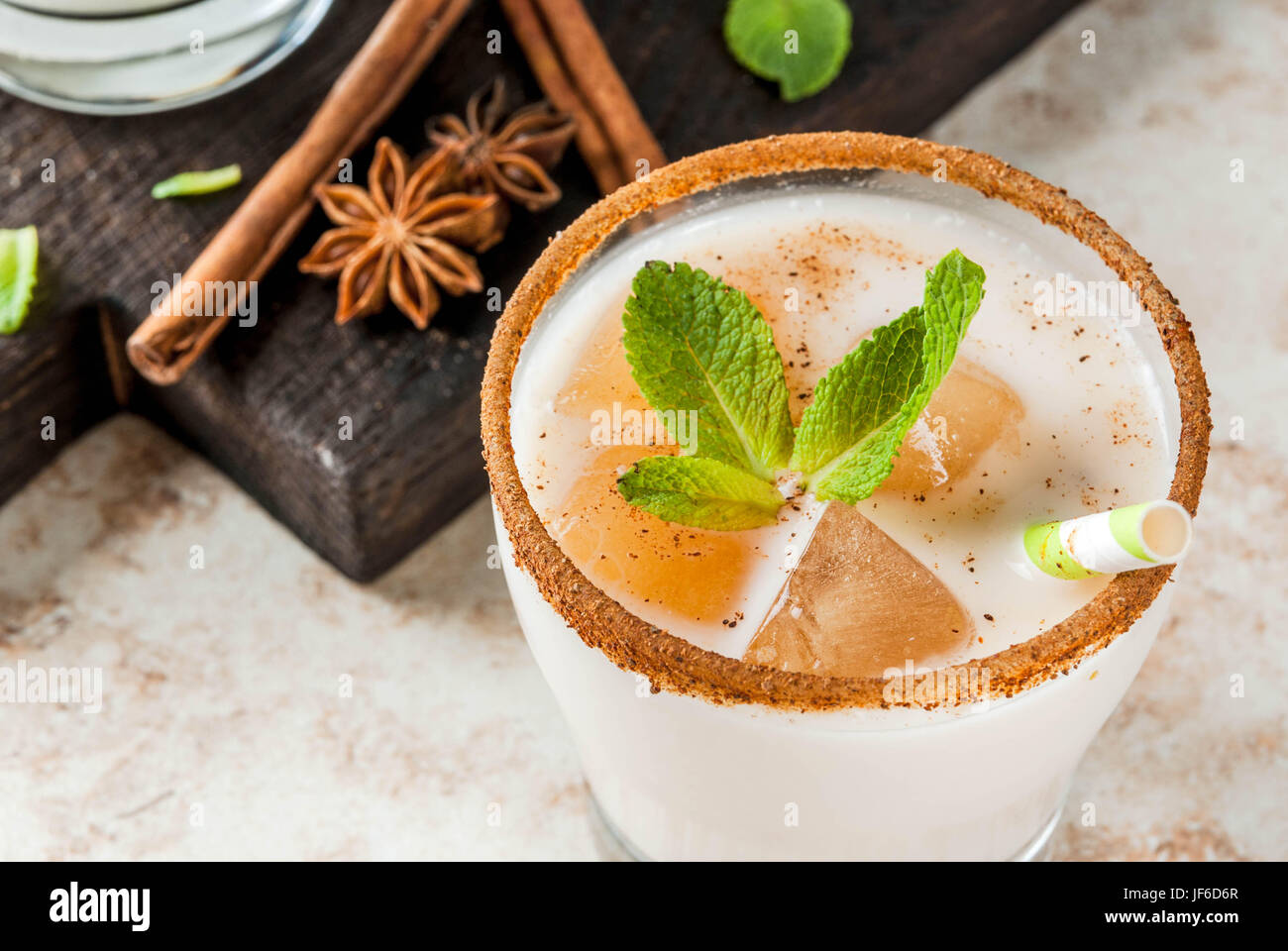 Traditional Indian drink is iced tea or chai masala, with ice cubes ...