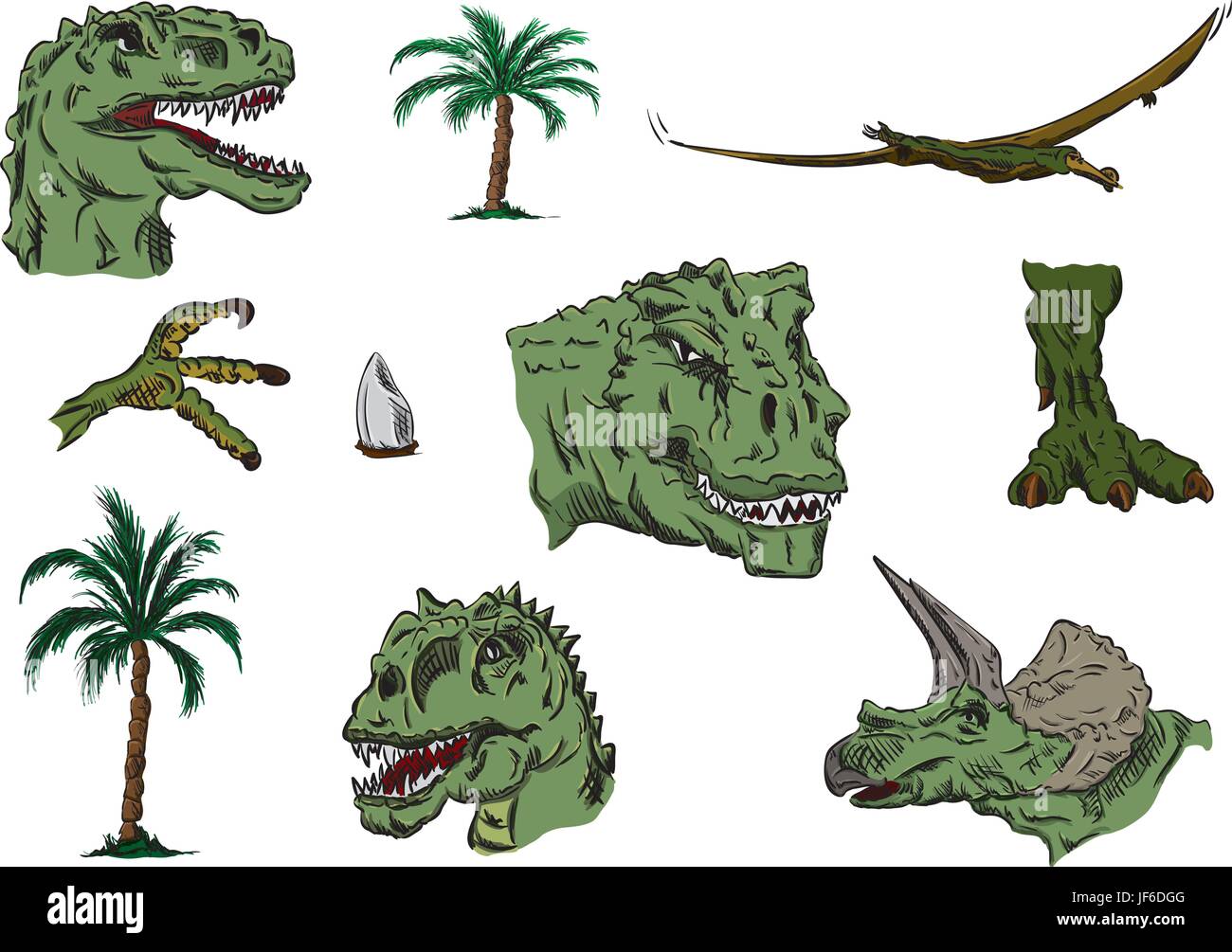 isolated, colour, paint, dinosaur, draw, vector, illustrator, art ...