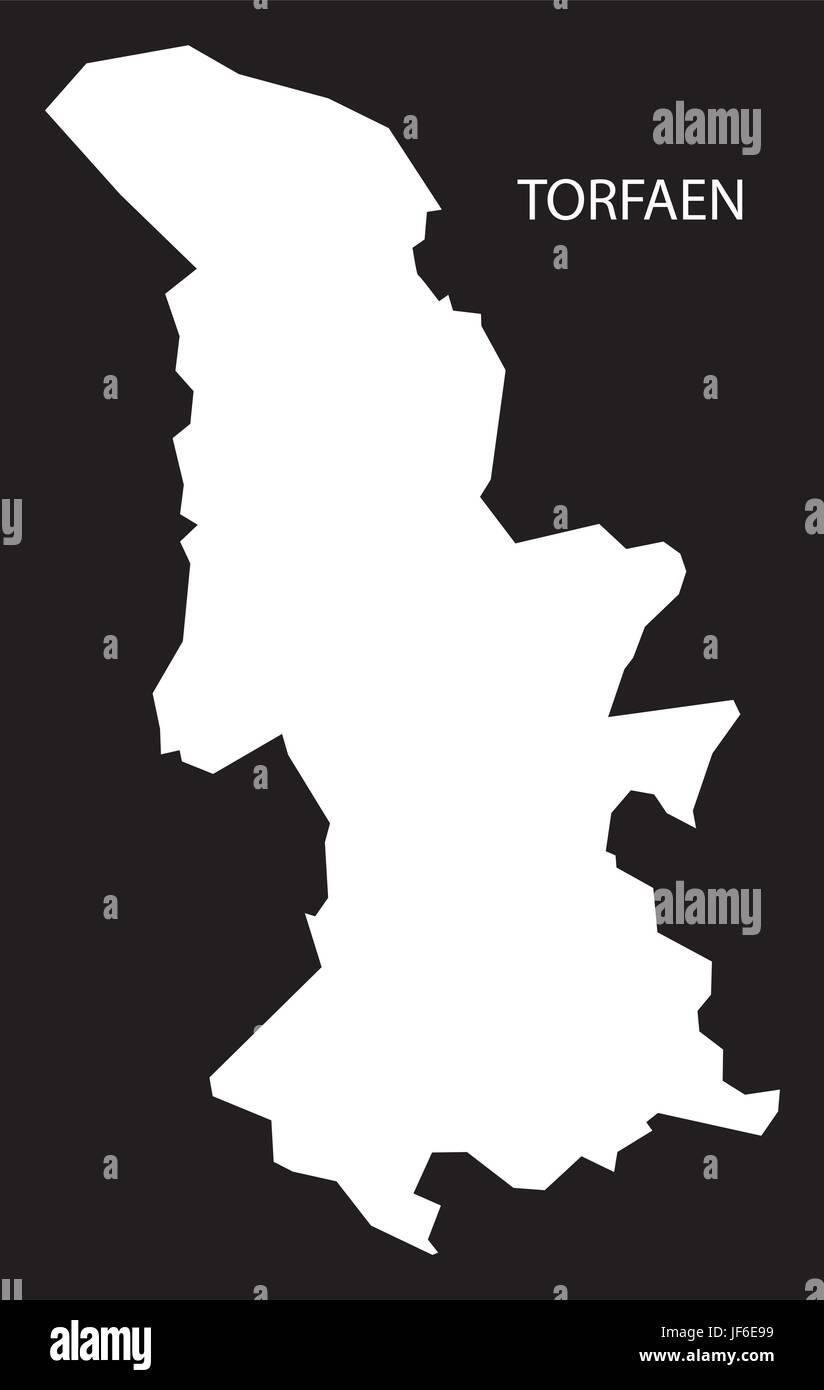 Torfaen Wales map black inverted silhouette illustration Stock Vector ...