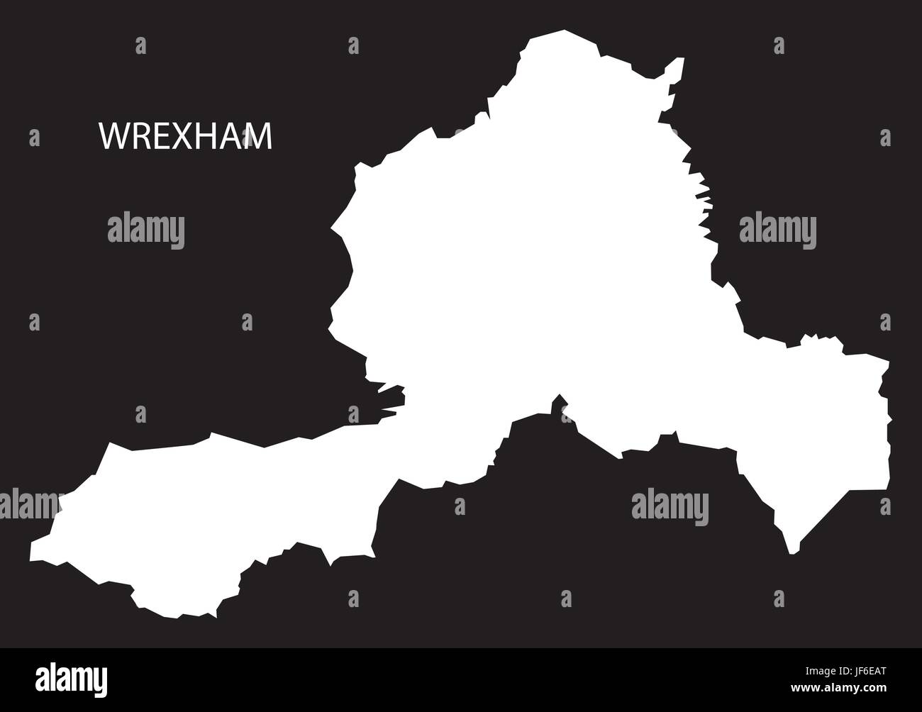 Wrexham Wales map black inverted silhouette illustration Stock Vector ...