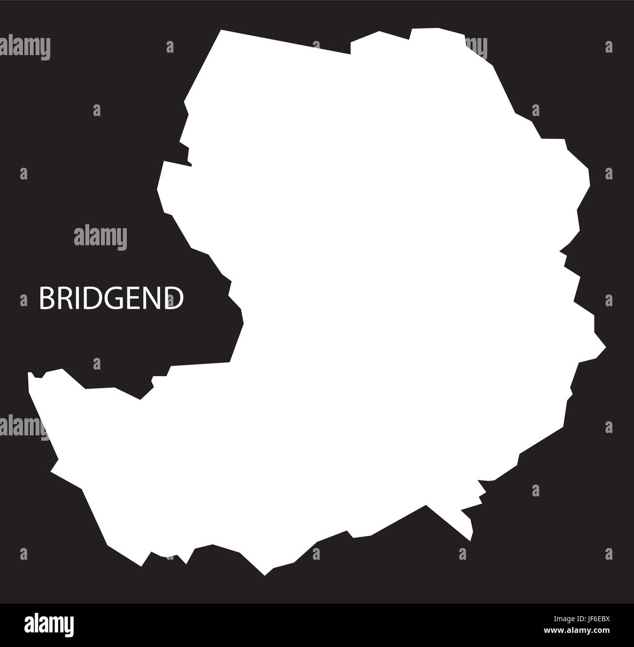 Bridgend Wales map black inverted silhouette illustration Stock Vector ...