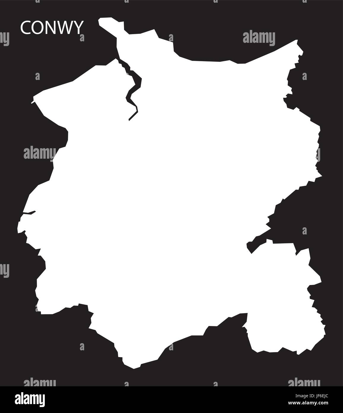Conwy Wales map black inverted silhouette illustration Stock Vector ...