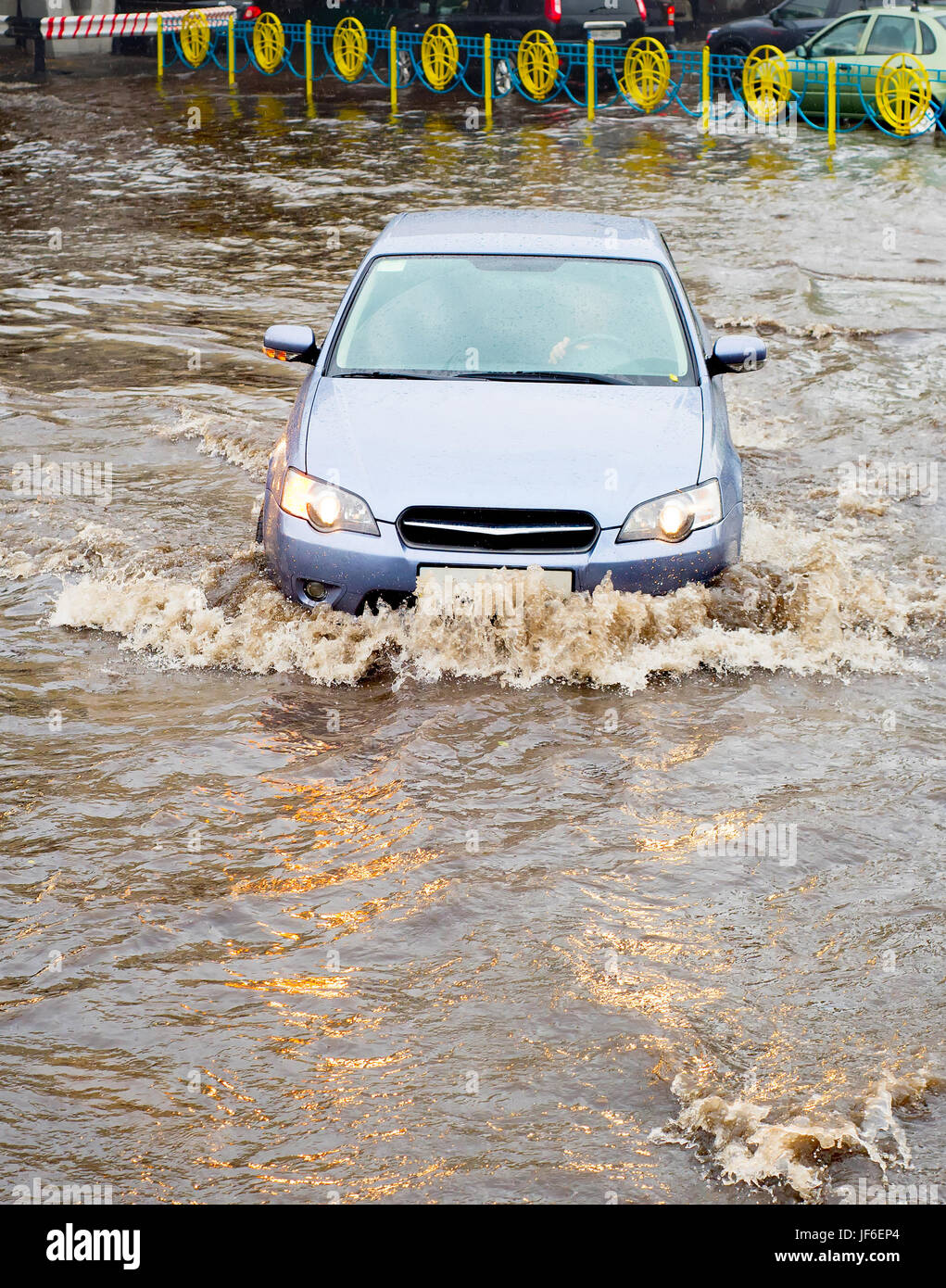 Flooded road traffic Stock Photo - Alamy