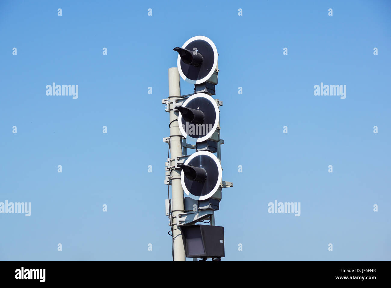 Railway traffic lights show a stop signal Stock Photo - Alamy