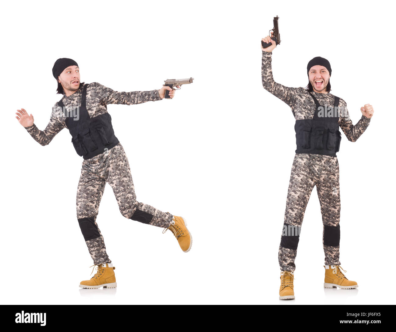 Soldier with gun isolated on white Stock Photo - Alamy