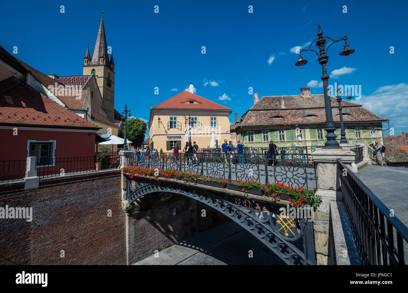 Liar's Bridge over Ocnei Street on Small Square in Old Town of Sibiu ...