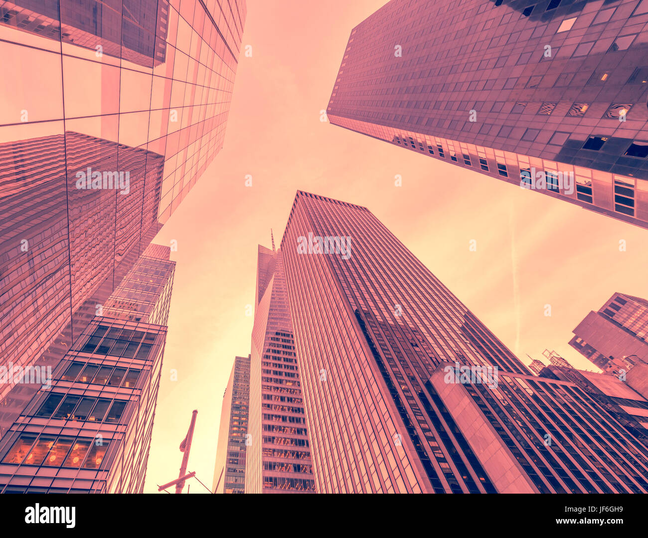 New York skyscrapers vew from street level Stock Photo - Alamy