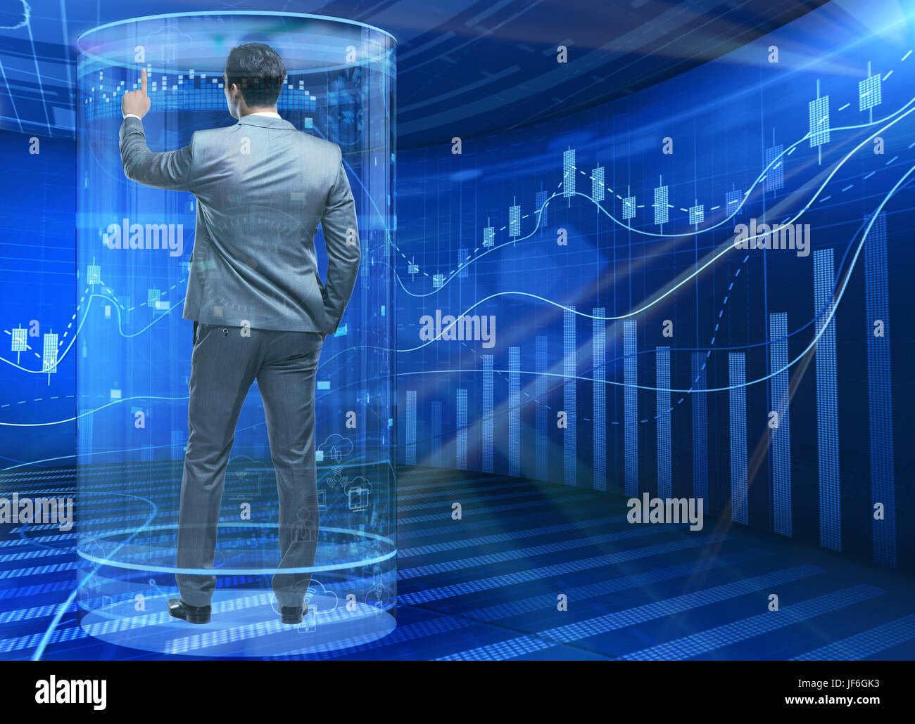 Man in stock exchange trading concept Stock Photo - Alamy