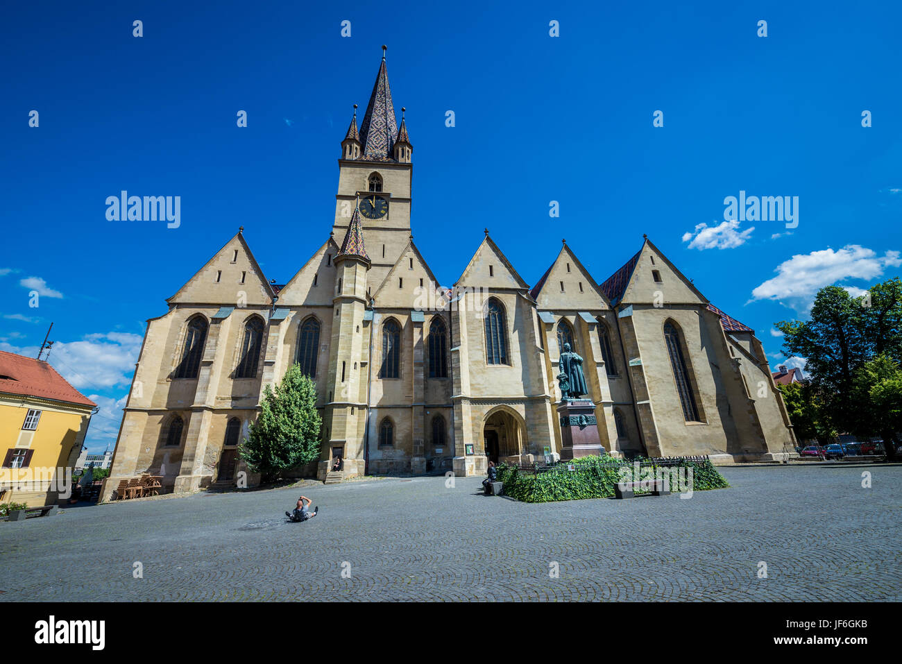 Albert Huet Square with statue of Bishop Georg Daniel Teutsch and ...
