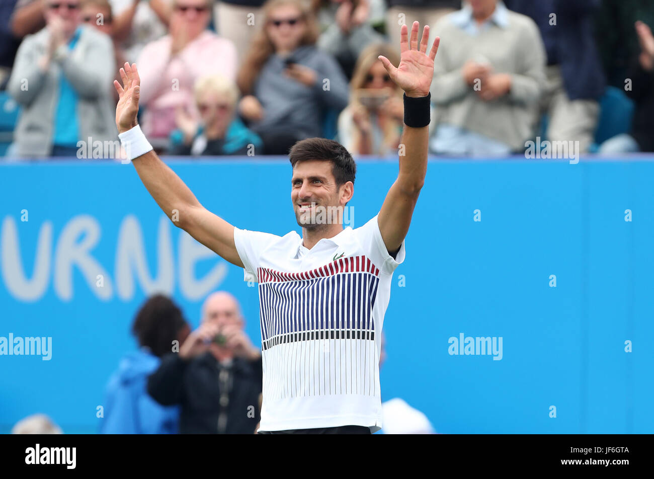 Serbia's Novak Djokovic celebrates victory against USA's Donald Young ...