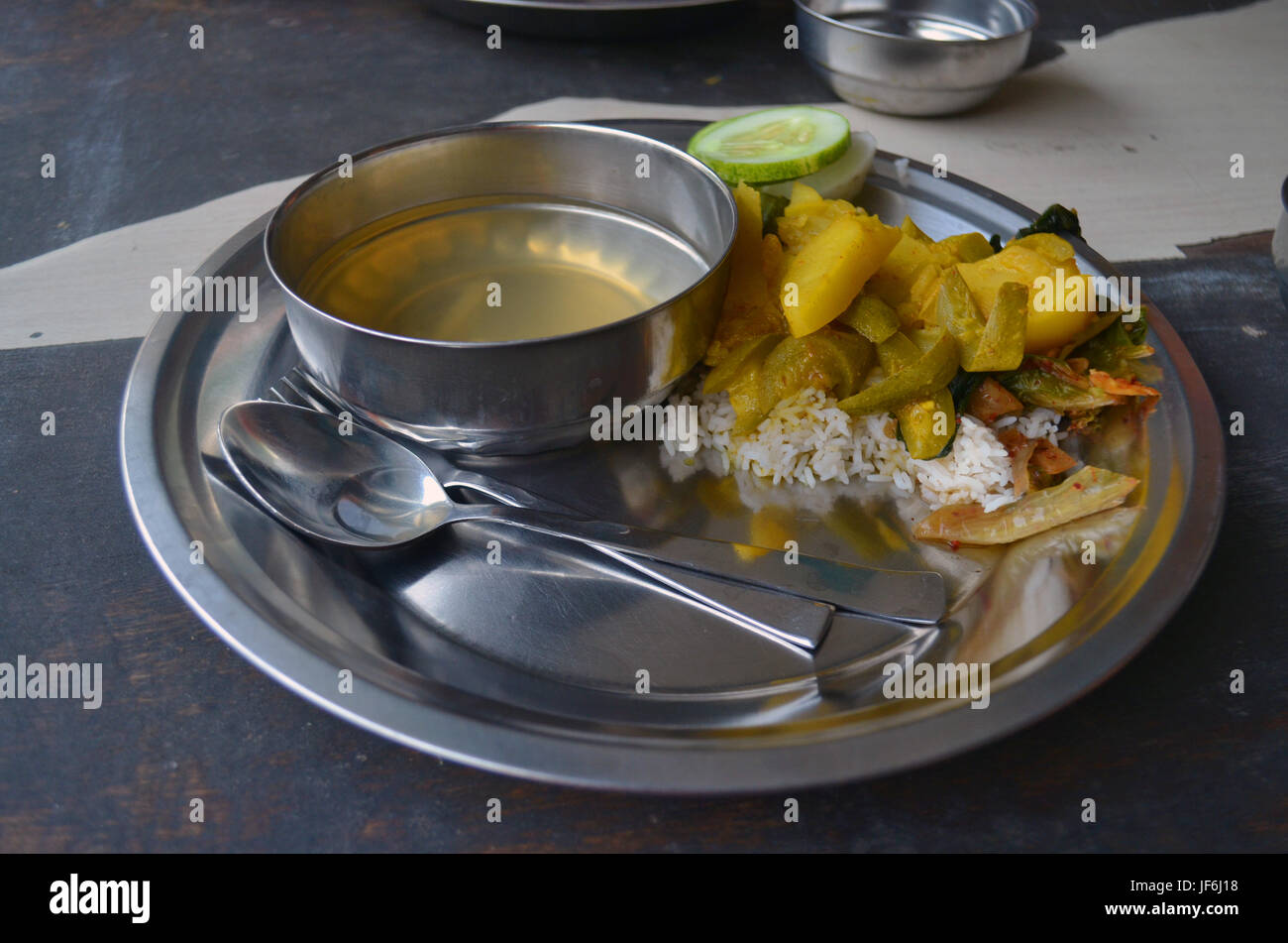 Food in Koreyan Buddhist monastery temple in Lumbini, Nepal ...